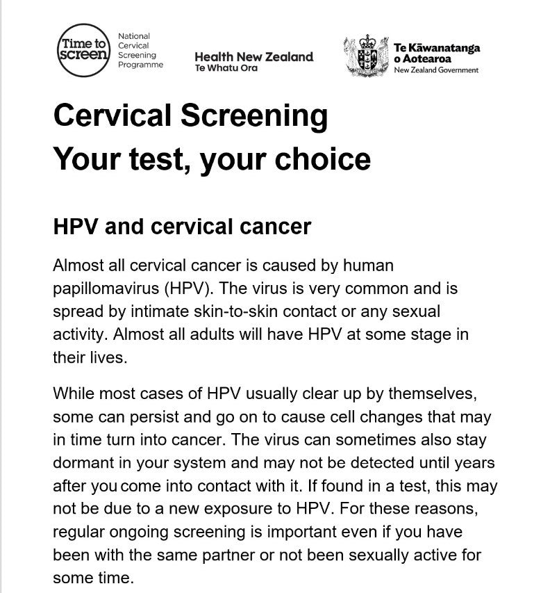 Cervical screening: your test, your choice English - Large print - HE1 ...