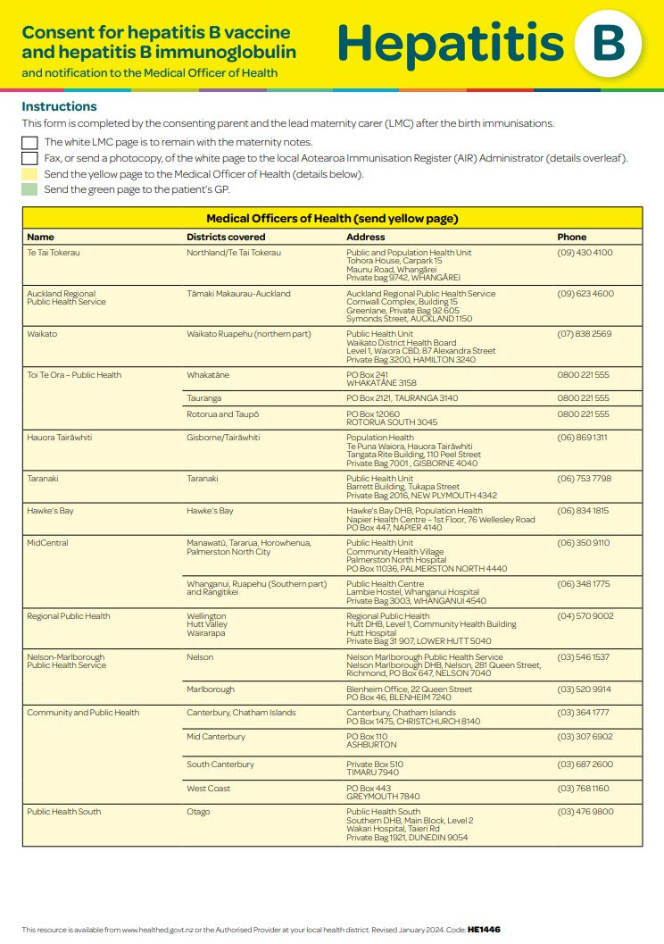 Hepatitis B: Consent Form - HE1446 – HealthEd