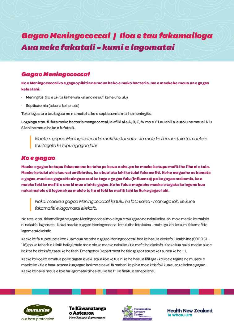 Meningococcal disease - know the symptoms - Niuean HE2667 – HealthEd