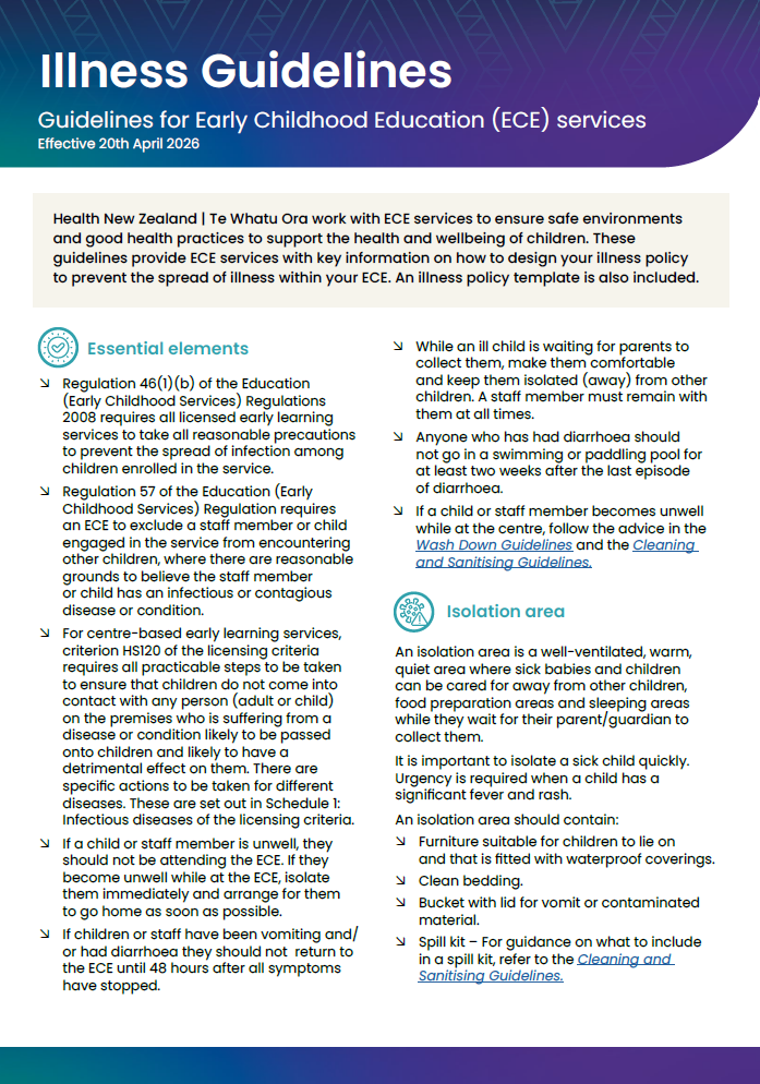 Illness guidelines - for Early Childhood Education (ECE) services - HE ...
