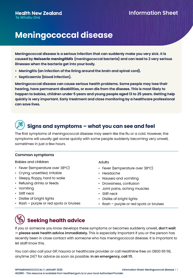 Meningococcal disease - English - HE2965 – HealthEd