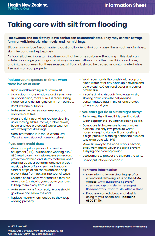 Taking care with silt from flooding - HE2967 – HealthEd