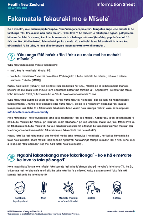 Measles information sheet – HealthEd