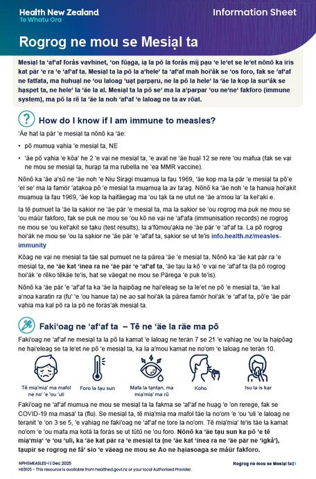 Measles information sheet – HealthEd