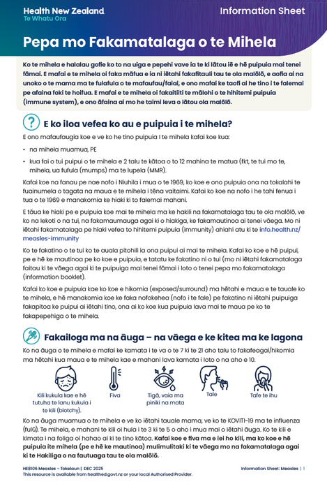 Measles information sheet – HealthEd