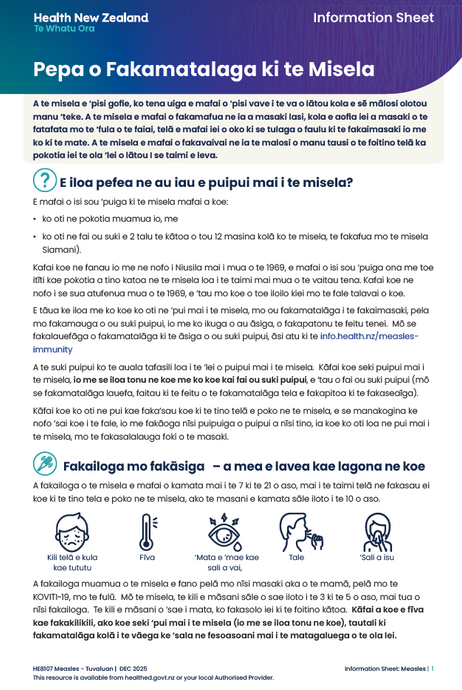 Measles information sheet – HealthEd