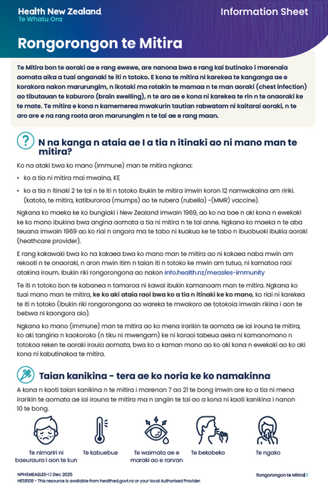 Measles information sheet – HealthEd