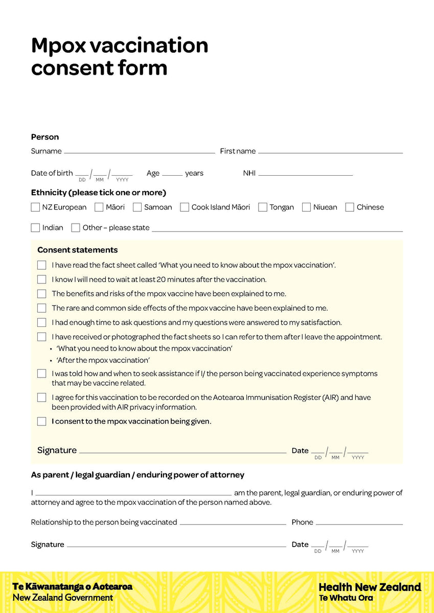 Mpox vaccination consent form - HP8200 – HealthEd