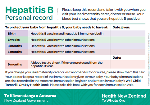 Hepatitis B: Personal record - NIP8865 – HealthEd