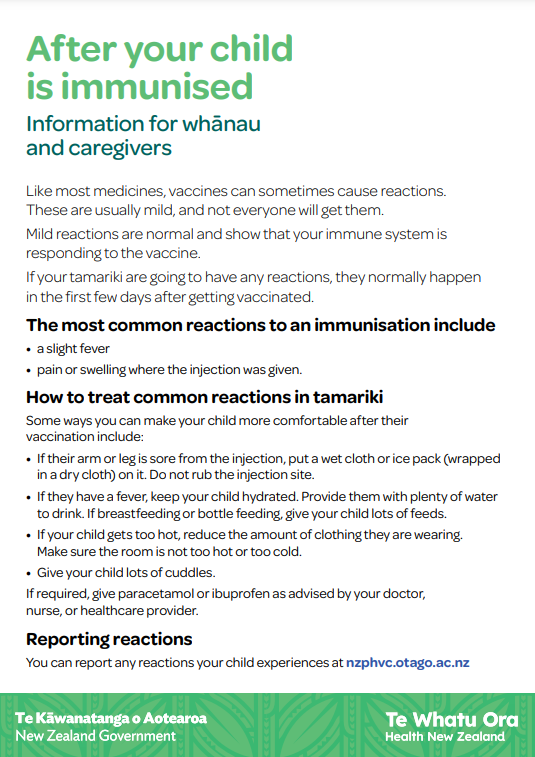 After your child is immunised - NIP8866 – HealthEd