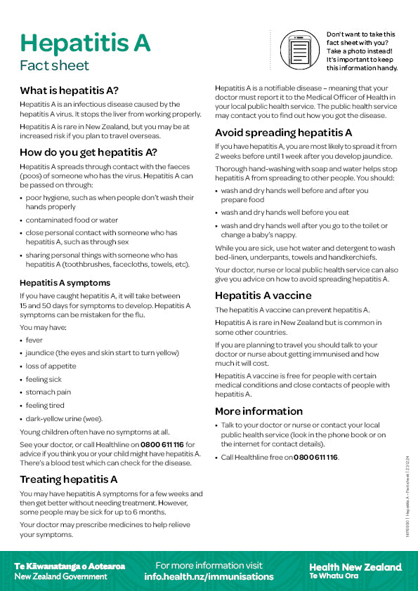 Hepatitis A - Factsheet - NIP8990 – HealthEd