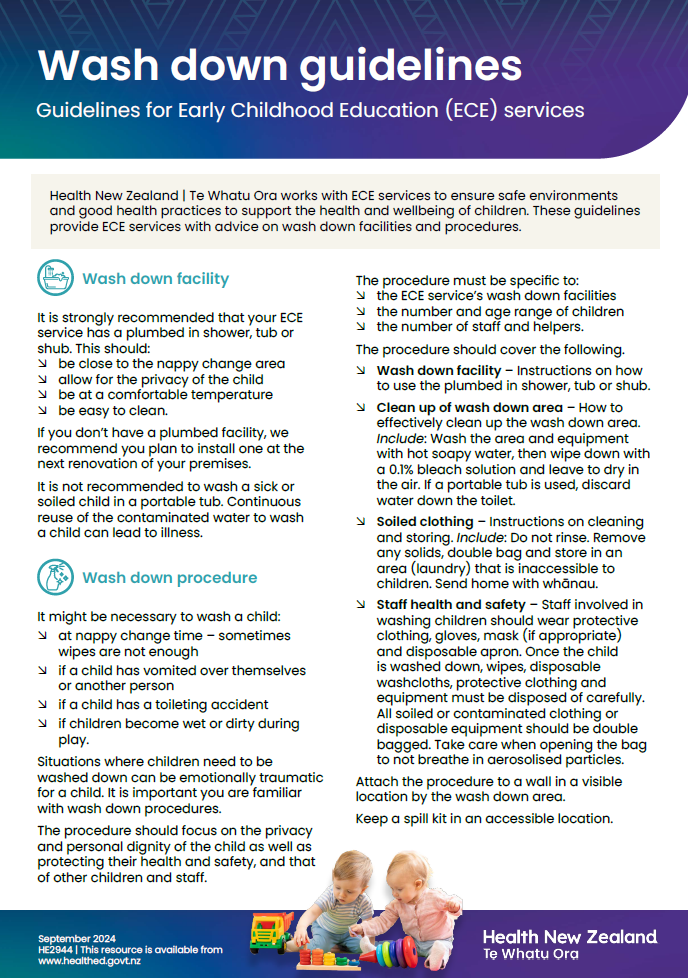 Wash down guidelines for Early Childhood Education (ECE) services - HE ...