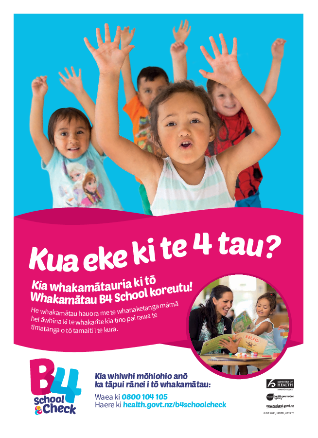 B4 School Check Promotional A4 Poster Auckland region - te reo Māori ...