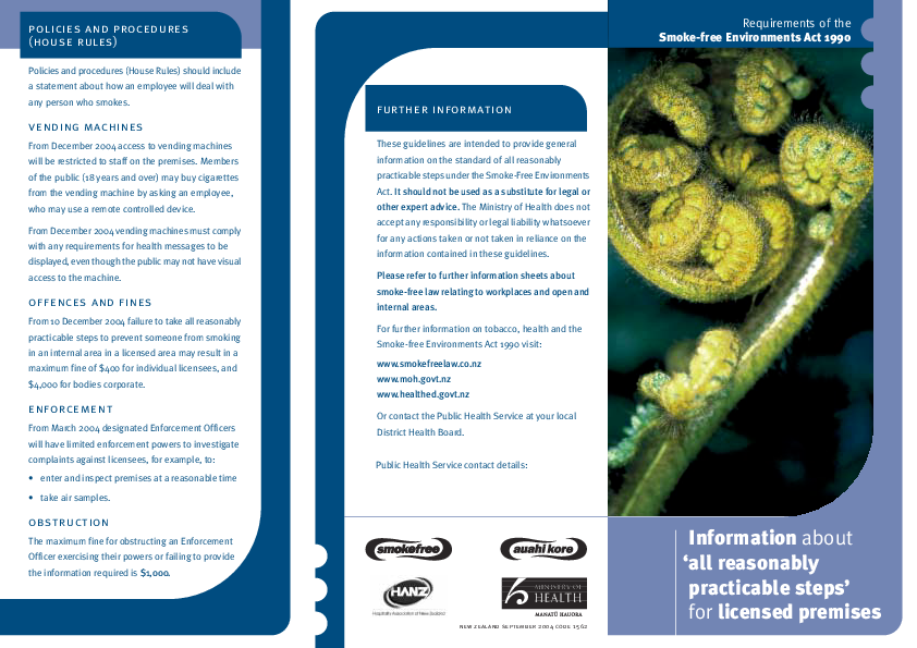 Information about "All Reasonably Practicable Steps" for Licensed Prem ...