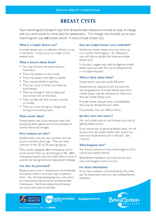 Benign Breast Conditions: Breast Cysts – HealthEd