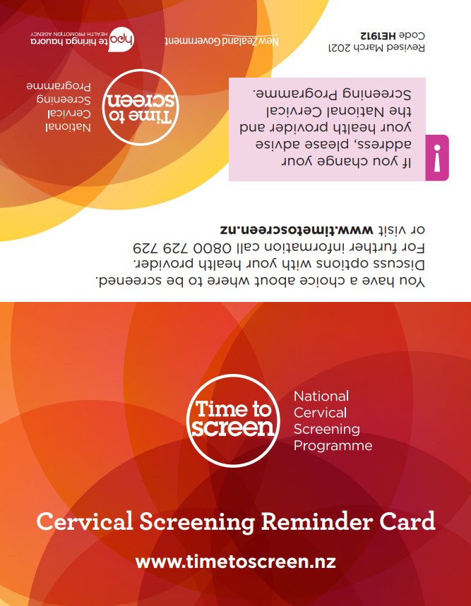 Cervical Screening Reminder Card - HE1912 – HealthEd
