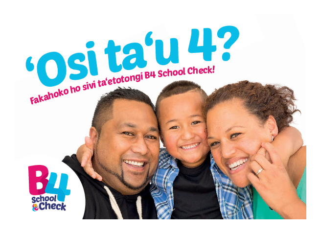B4 School Check Promotional Card Auckland region - Tongan version - HE ...