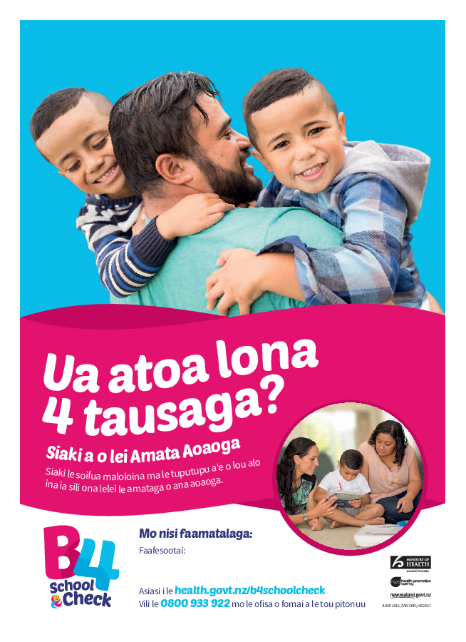 B4 School Check Promotional A4 Poster non-Auckland region - Samoan ver ...