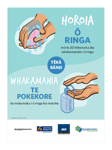 Wash your hands for 20 seconds and dry thoroughly - te reo Māori - HE2 ...